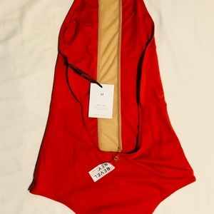 revel rey swimwear | Swim | High Neck Orangered One Piece Bathing Suit ...